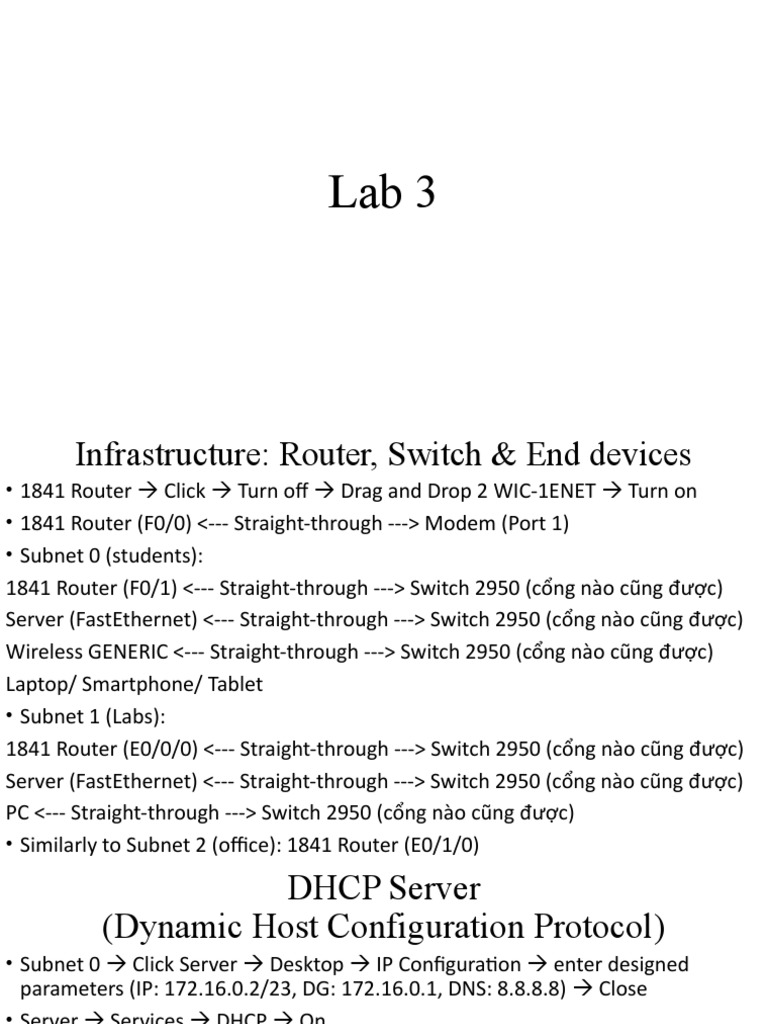 SICT Lab 3: Router & DHCP Setup | PDF | Science & Mathematics | Technology & Engineering