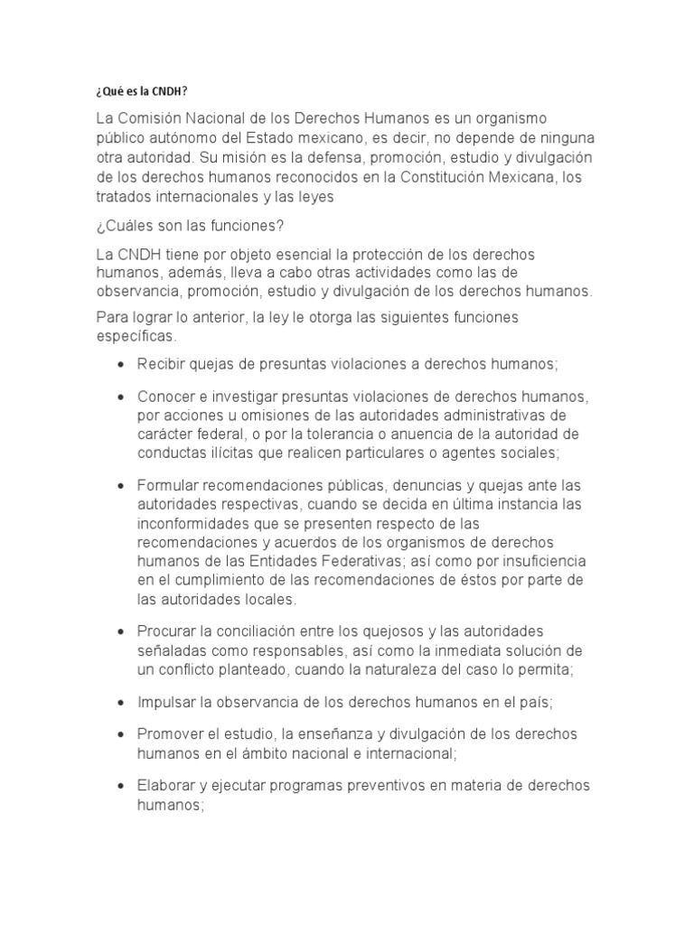 Que Es La CNDH | PDF | Derechos humanos | Principios éticos