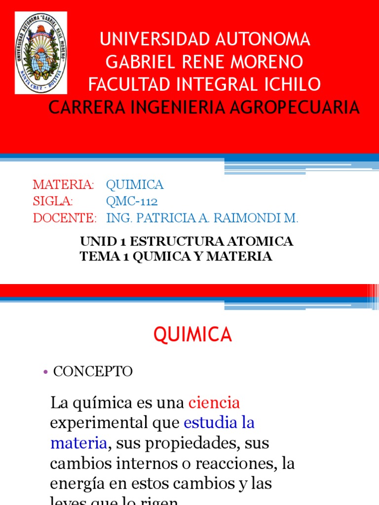 Unid 1 Tema 1 Parte 1 Quimica y Materia | PDF | Importar | Sustancias químicas