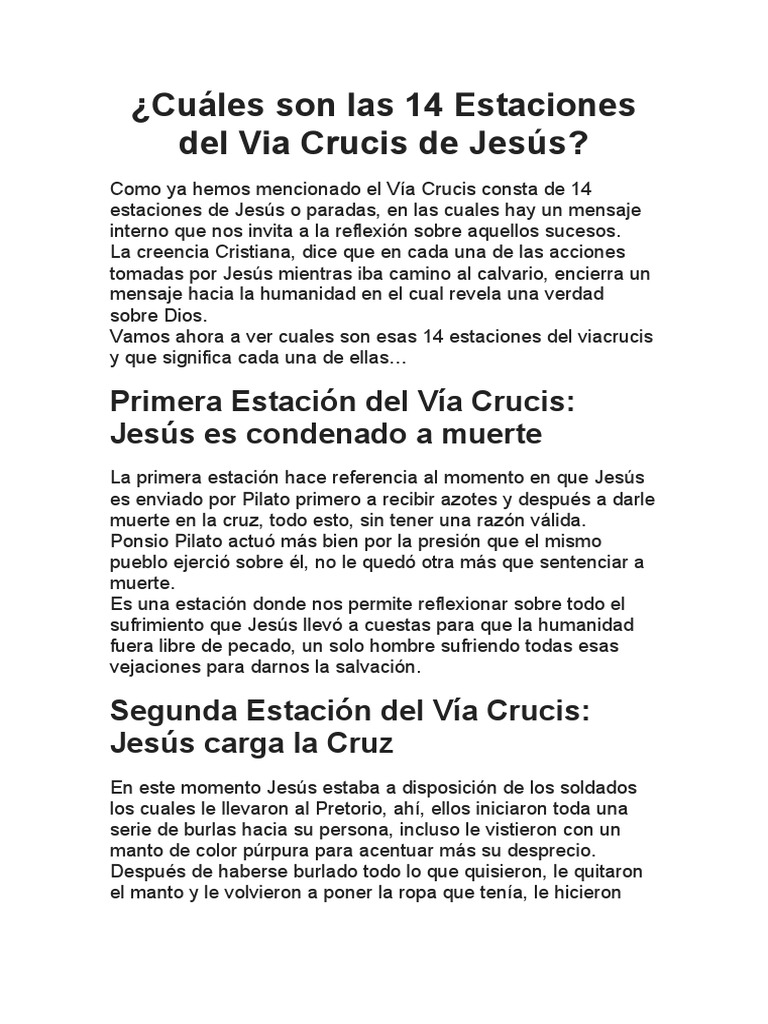 Cuáles Son Las 14 Estaciones Del Via Crucis de Jesús | PDF | Estaciones ...