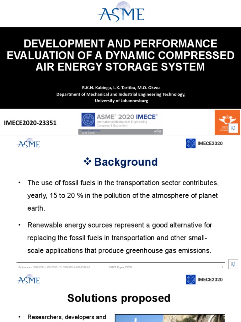 Development and Performance Evaluation of A Dynamic Compressed Air Energy Storage System | PDF ...