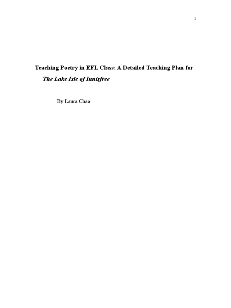 EFL Poetry Teaching Plan: Innisfree | PDF | English As A Second Or ...