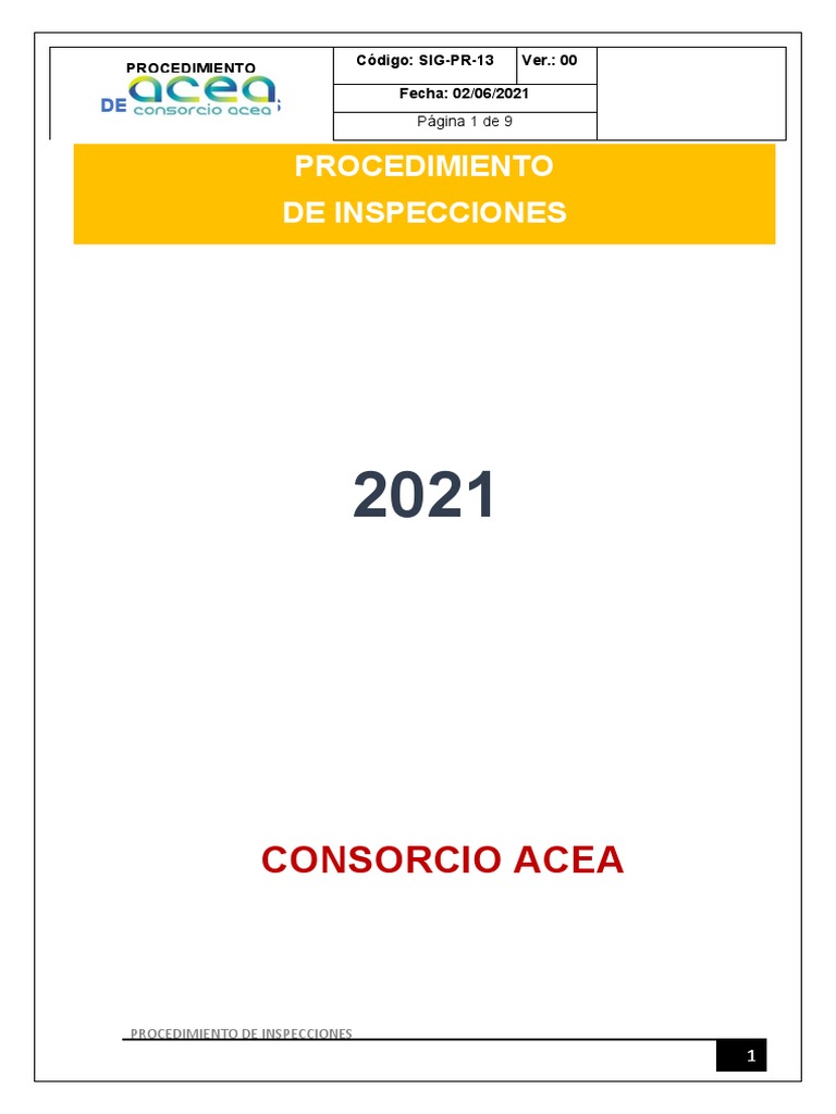 SIG-PR-13 Procedimiento de Inspecciones | PDF | Business | Science