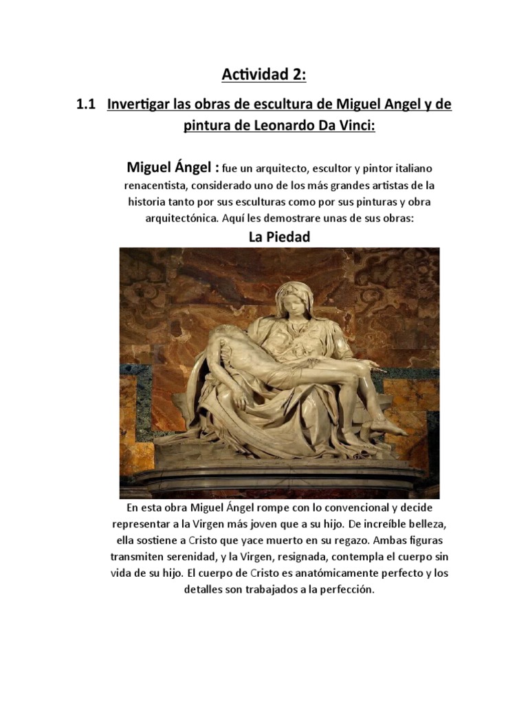 Actividad 2 Modulo Da Vince | PDF | Miguel Ángel | Leonardo Da Vinci