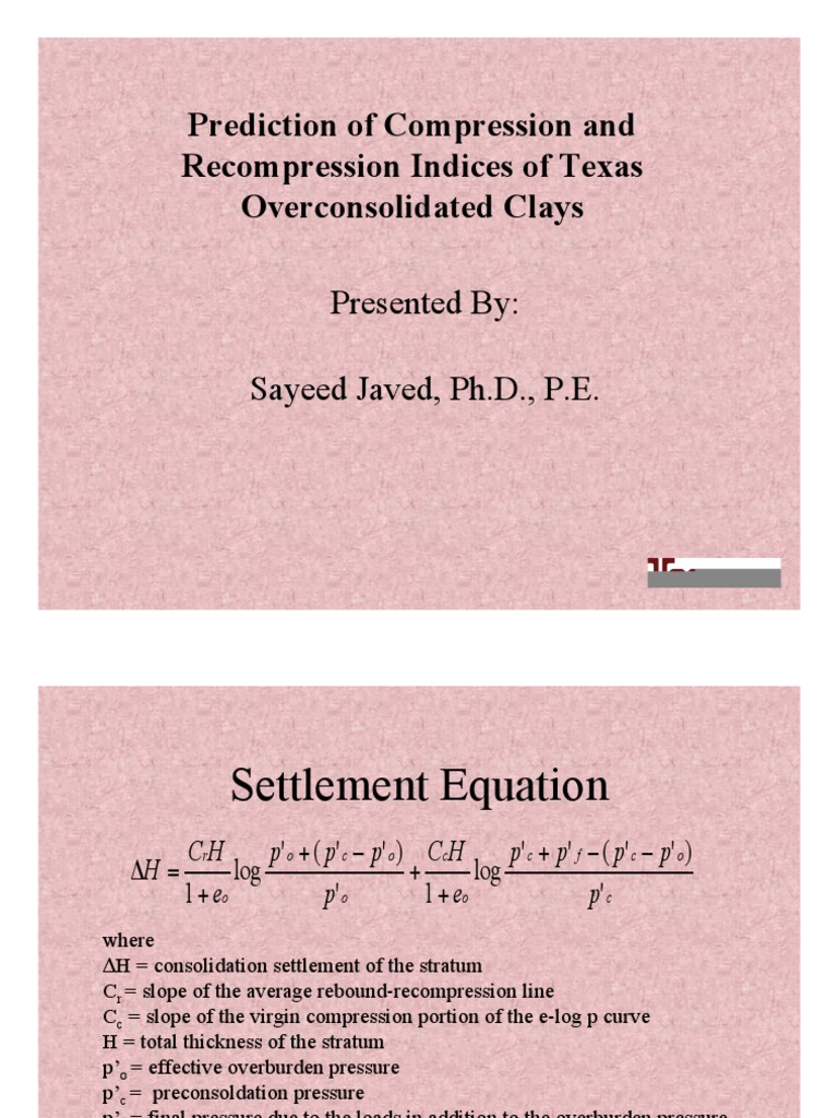 Prediction of Compression and Recompression Indices of Texas Overconsolidated Clays Through ...