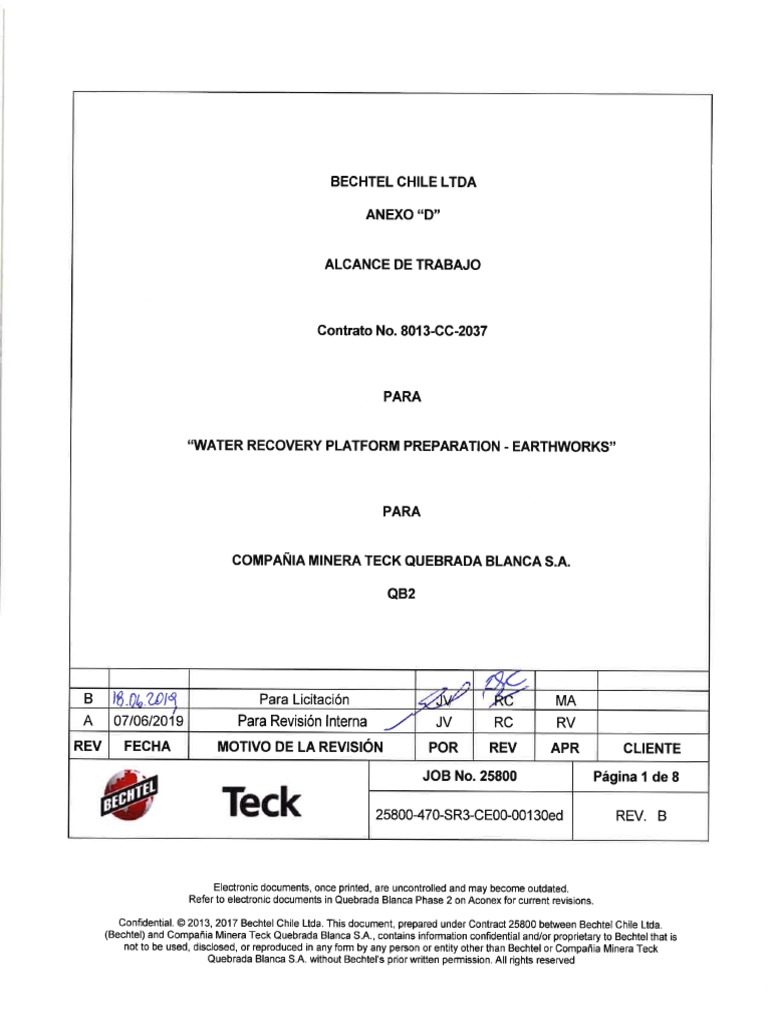 ALCANCE CCN30 (Preparación de Plataforma Recuperación de Aguas) | PDF ...