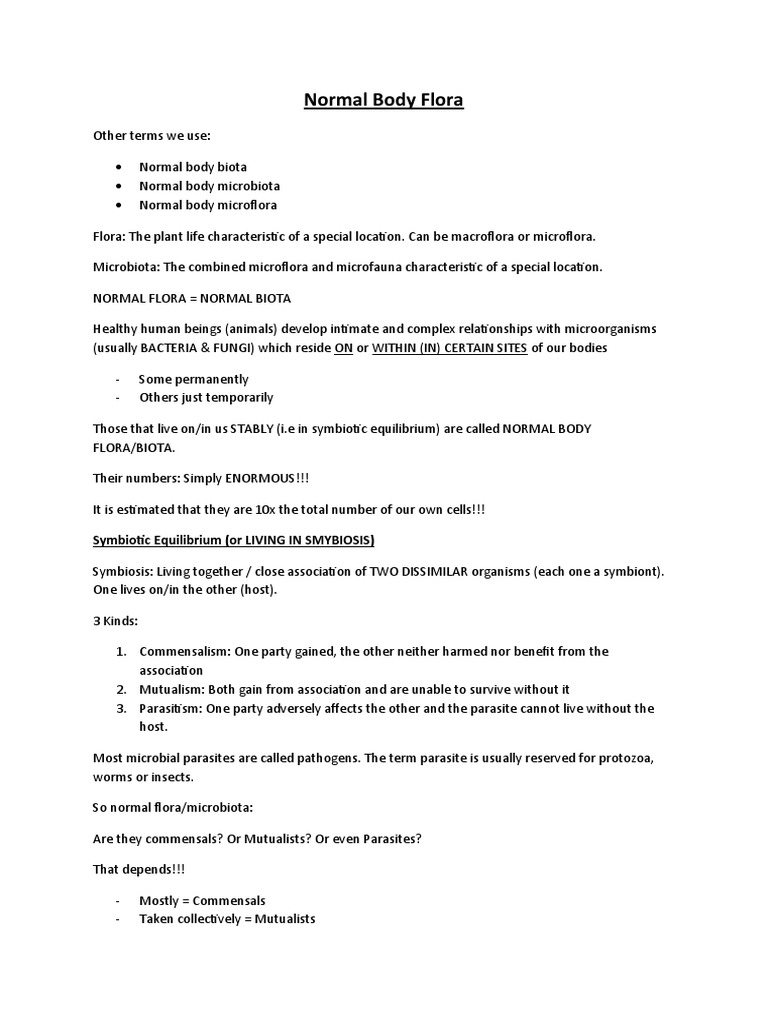 Normal Body Flora | PDF | Microbiota | Symbiosis