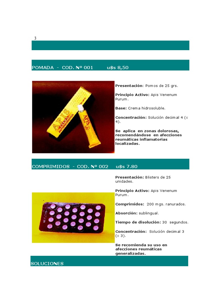 Productos Reumáticos con Apis Venenum | PDF | Especialidades Medicas ...