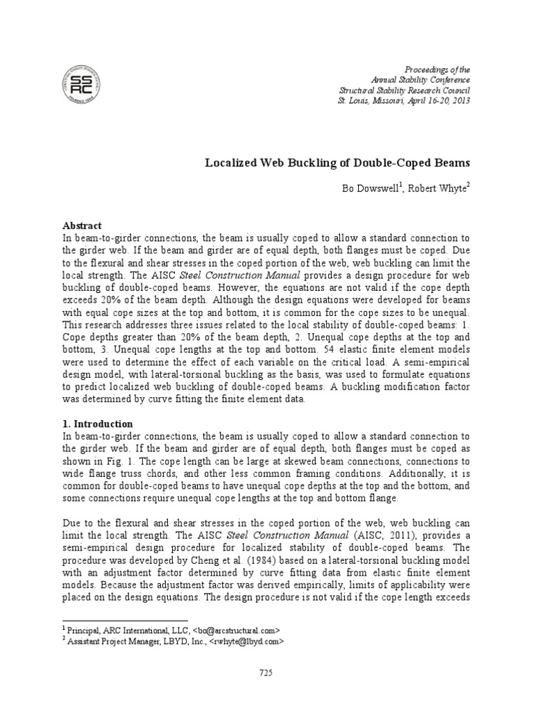 Localized Web Buckling of Double Coped Beams | PDF | Buckling | Beam ...