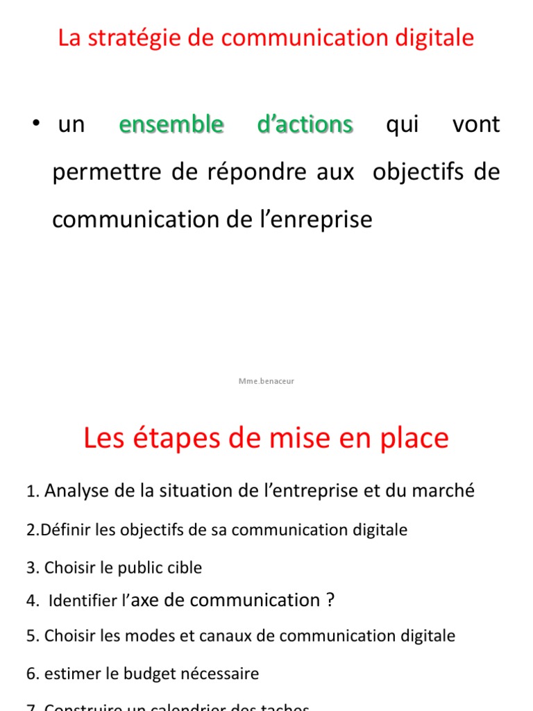Cours 10-La Stratégie de Communication Digitale | PDF | Promotion ...