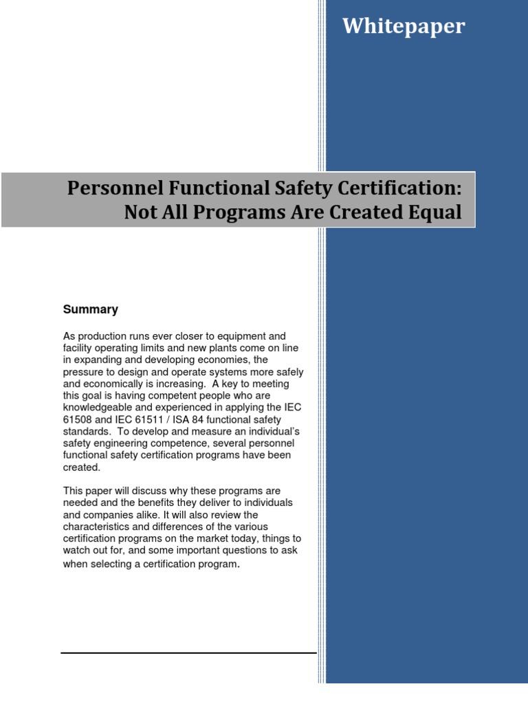 Personnel Functional Safety Certification | PDF | Professional Certification | Safety