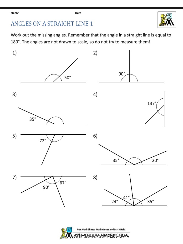 Geometry Practice: Straight Line Angles | PDF