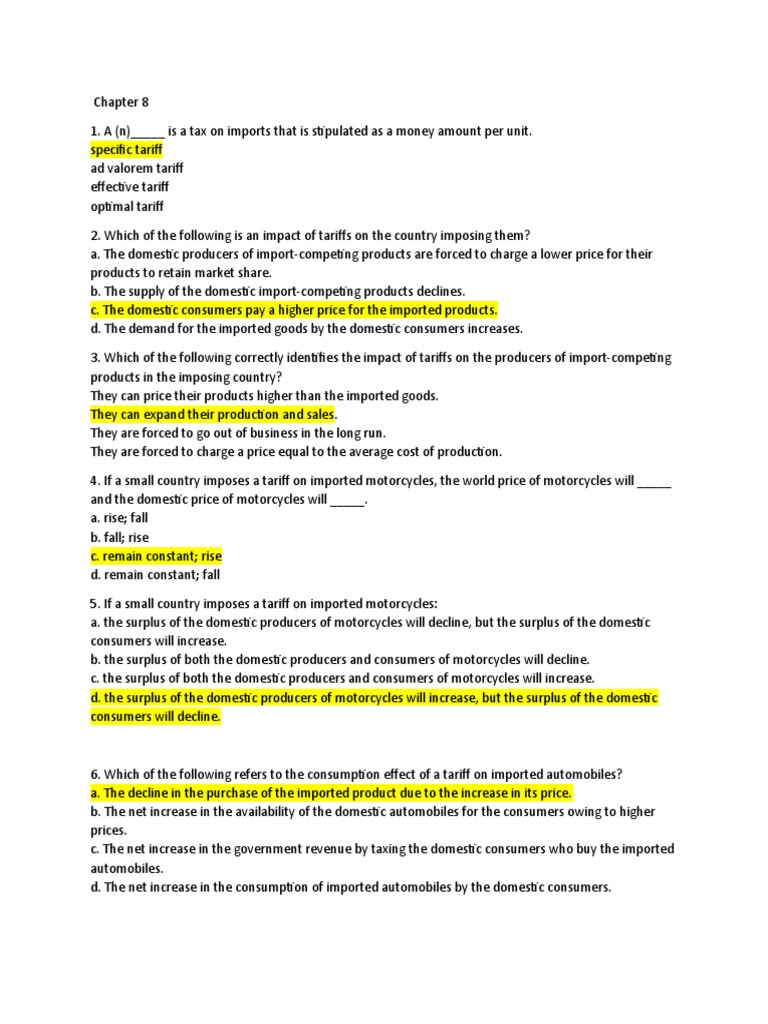 ECO306 Tutorial | PDF | Tariff | Economic Surplus