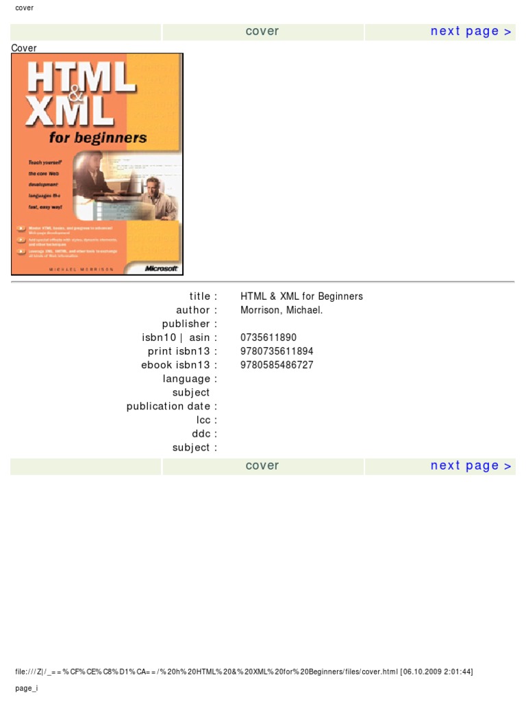 Html And Xml For Beginners Pdf Xhtml Html