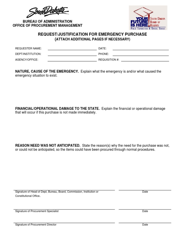 Emergency Purchase Form | PDF