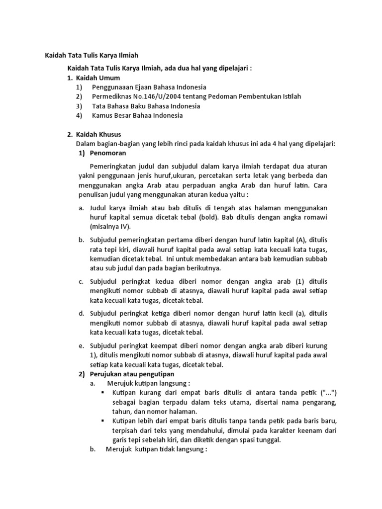 Kaidah Tata Tulis Karya Ilmiah | PDF