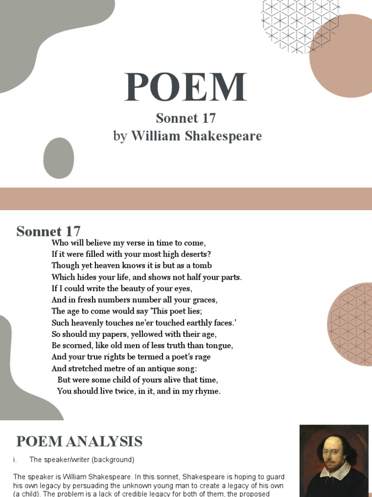 Sonnet 17 William Shakespeare | PDF | Sonnets | Shakespeare's Sonnets