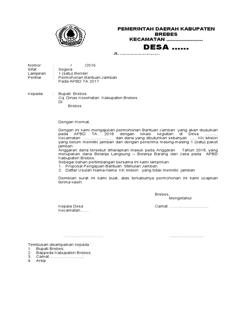 Permohonan Bantuan Jamban Sehat 2018 | PDF | Kajian Bahasa Asing