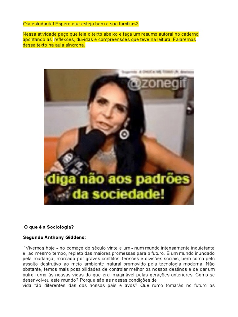 O Que É Sociologia - Anthony Giddens | PDF | Sociologia | Café