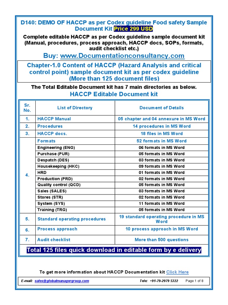 Haccp Manual Documents | PDF | Hazard Analysis And Critical Control ...
