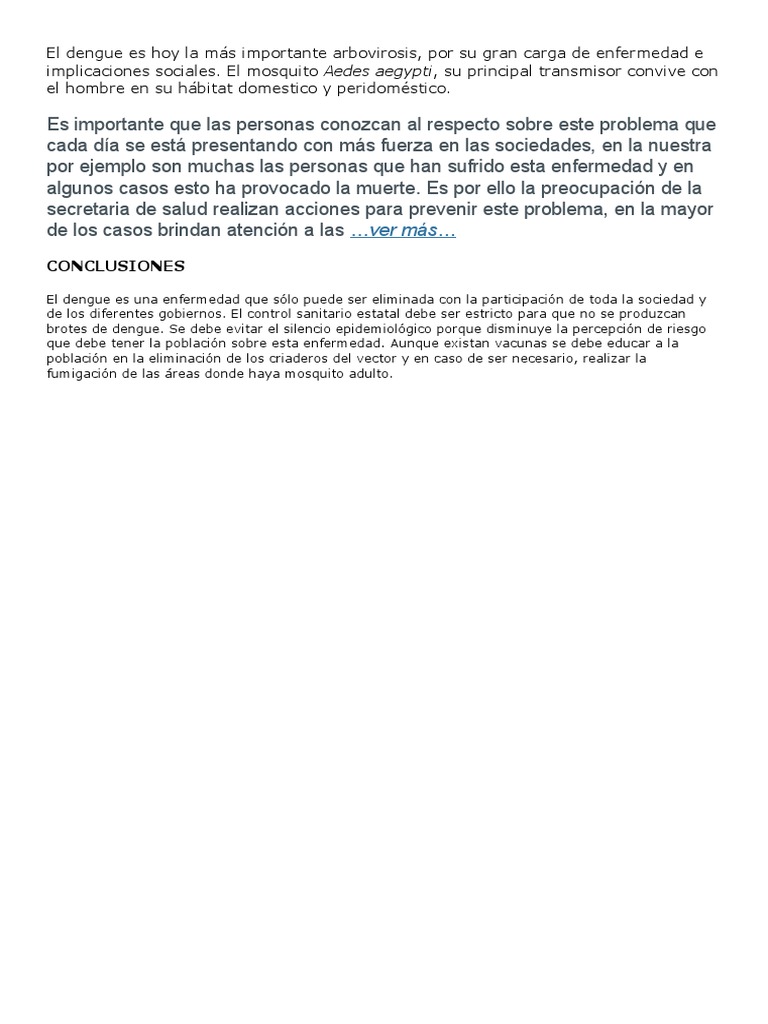 Prevención y Conclusiones sobre el Dengue | PDF | Epidemiología | Medicina