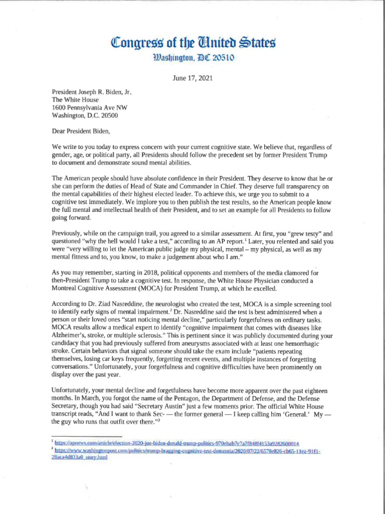 Ronny Jackson Letter | PDF