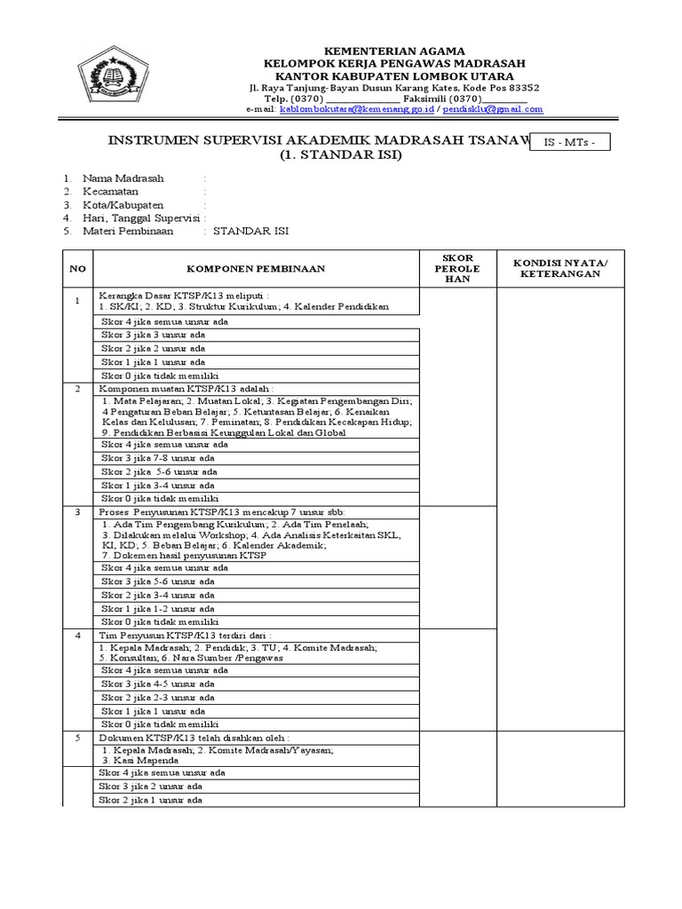 Instrumen Standar Isi | PDF