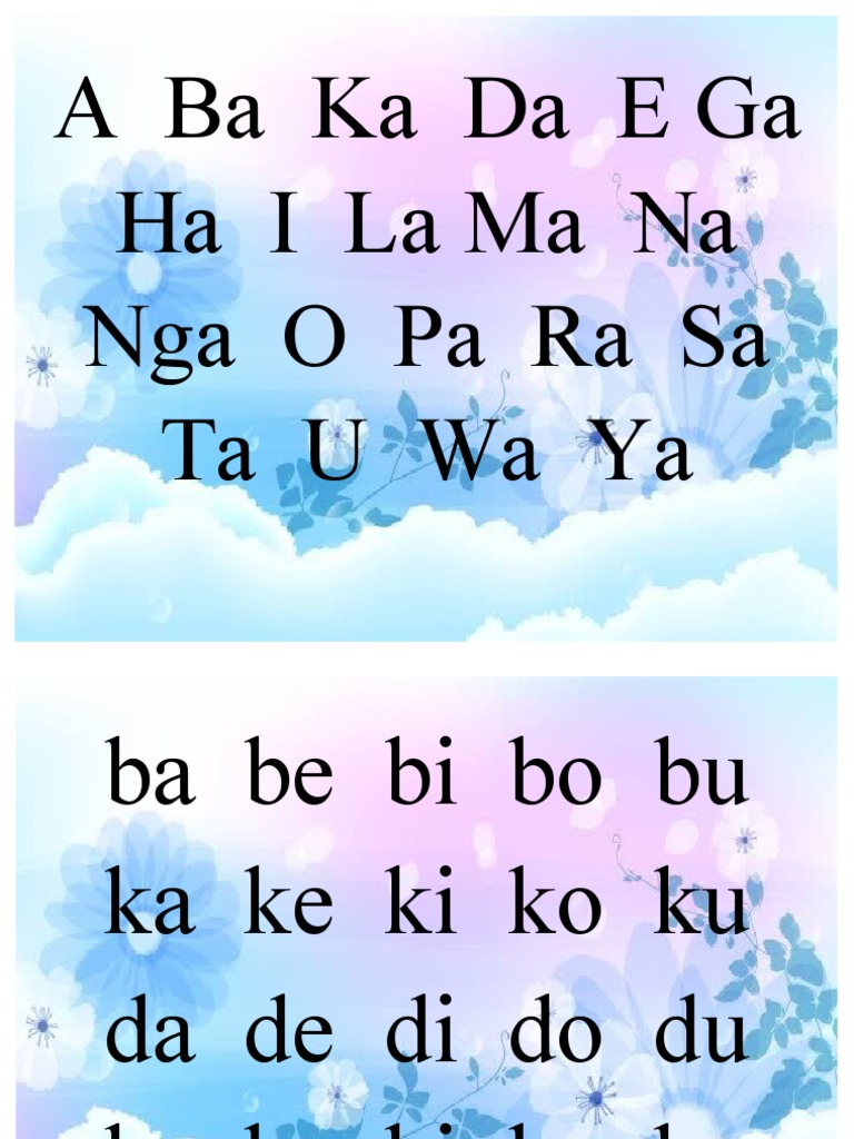 A Ba Ka Da Ega Ha I Lama Na Nga O Pa Ra Sa Ta U Wa Ya | PDF