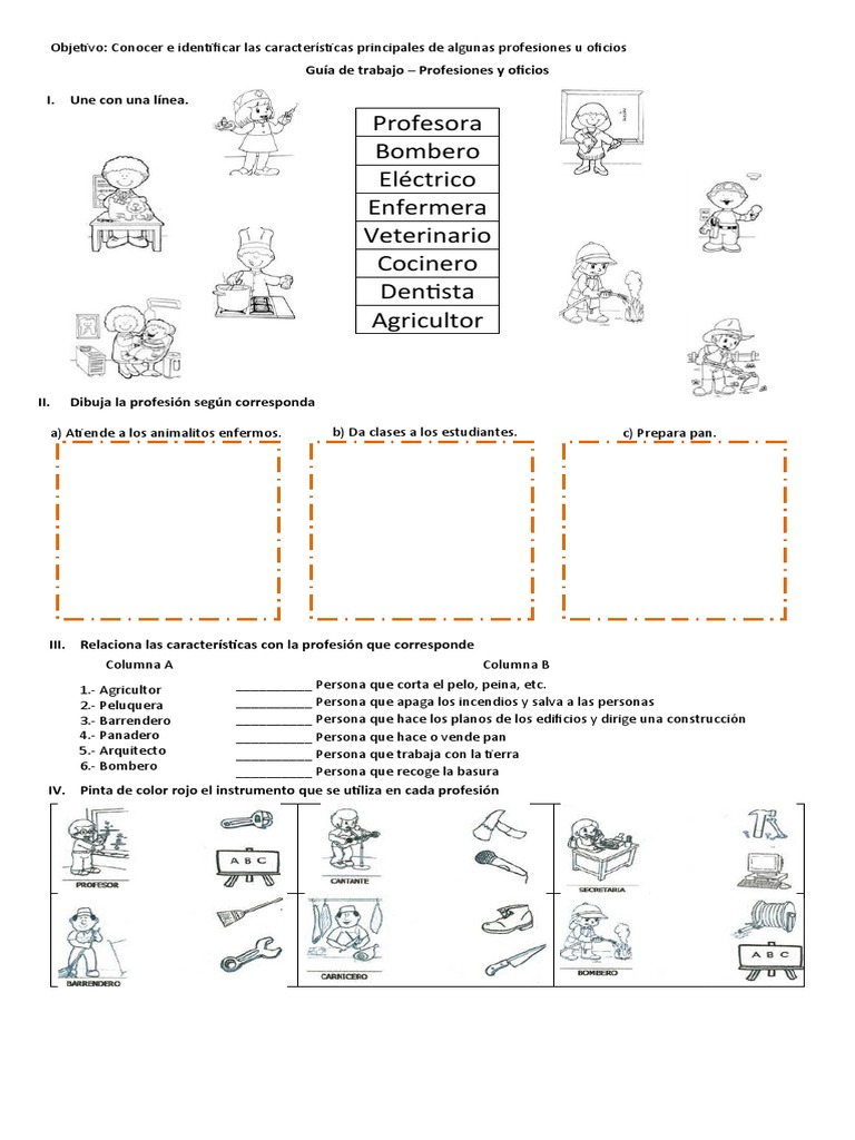 Profesiones y Oficios - Primero Básico | PDF