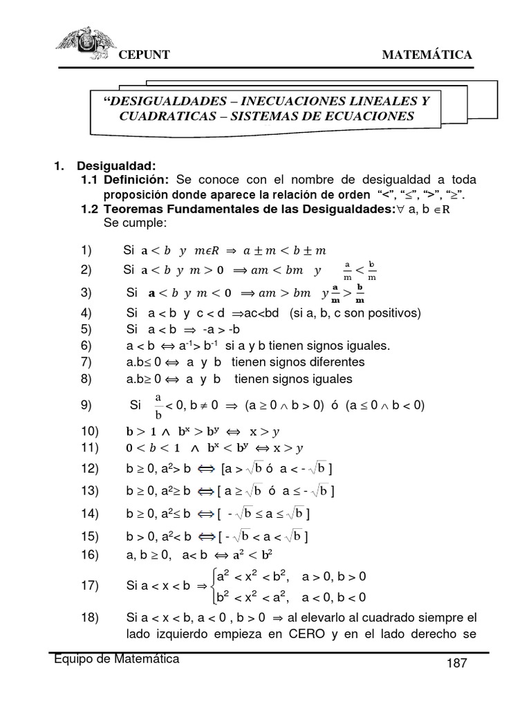 S 13 Inecuaciones | PDF | Intervalo (Matemáticas) | Desigualdad (Matemáticas)