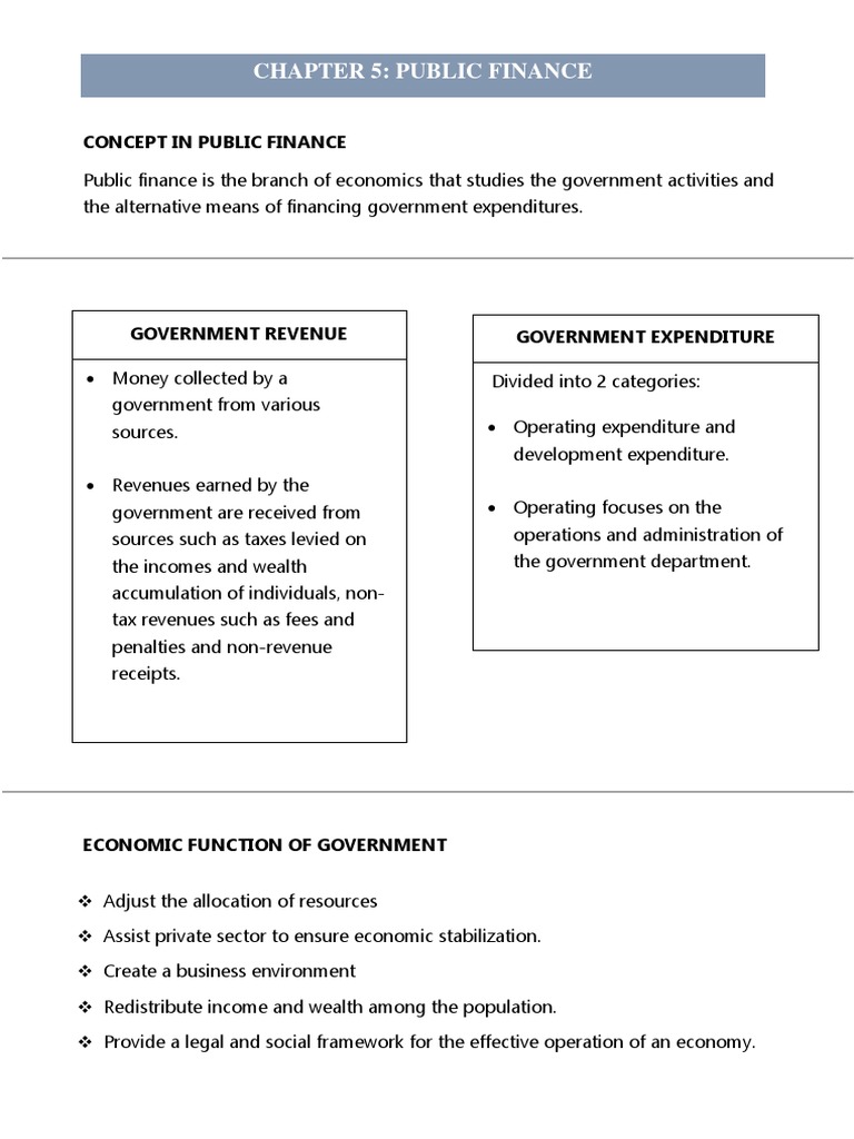 Chapter 5: Public Finance | PDF | Public Finance | Fiscal Policy