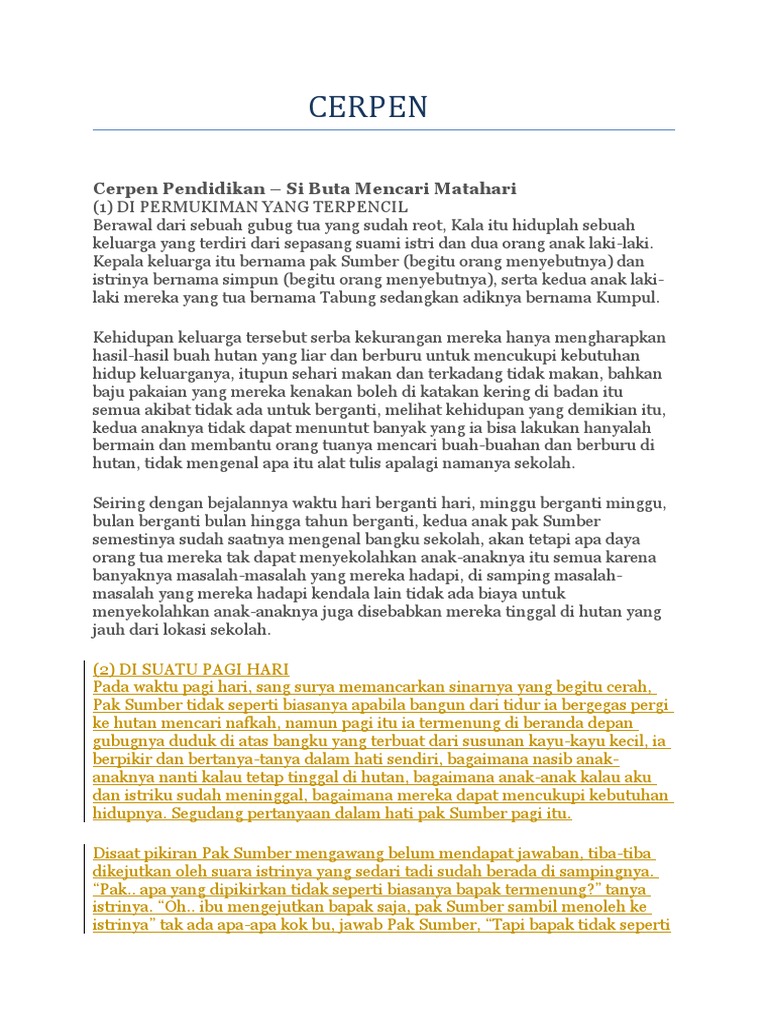 5 Cerpen | PDF | Puisi