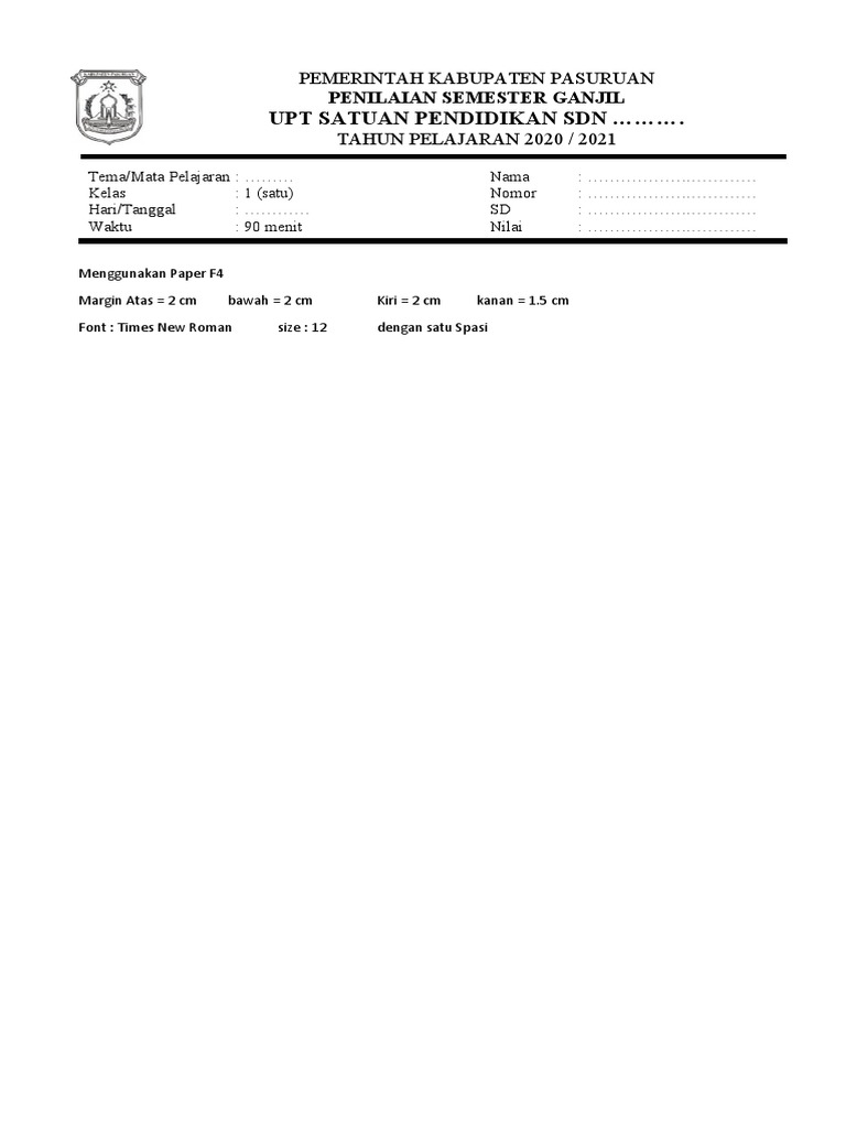 Contoh Kop Penilaian Akhir Semester | PDF | Griya & Taman | Seni