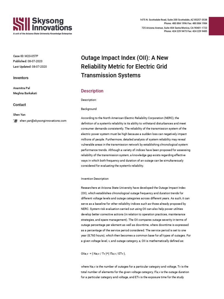 Outage Impact Index (OII) : A New Reliability Metric For Electric Grid ...