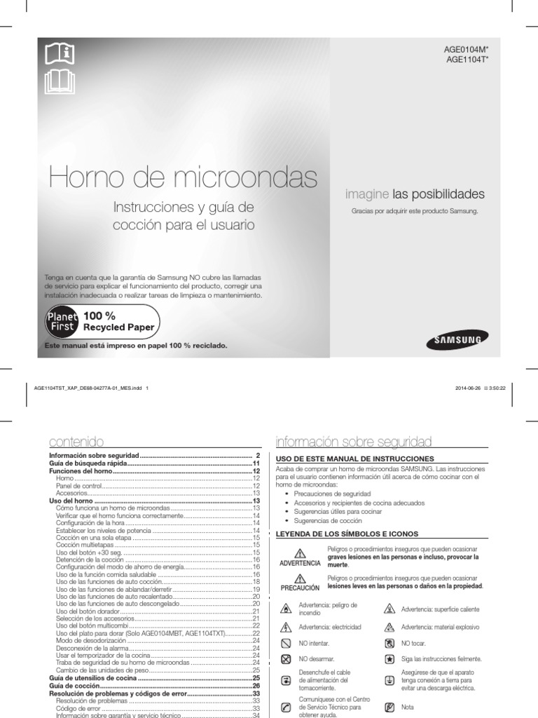 Horno Samsung | PDF | Enchufes y tomas de corriente alterna | Horno