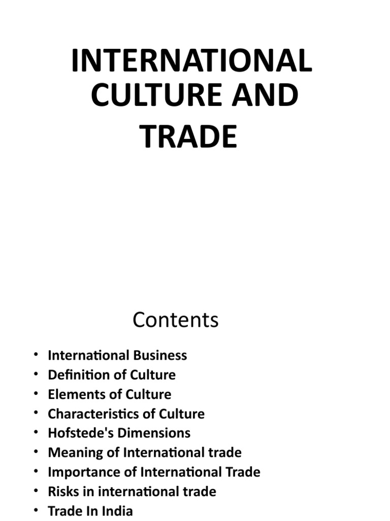 International Culture and Trade | PDF | Trade | Norm (Social)