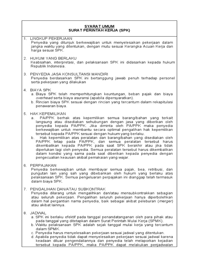 Syarat Umum - SPK - Ok | PDF | Pengelolaan Keuangan & Uang | Teknologi ...