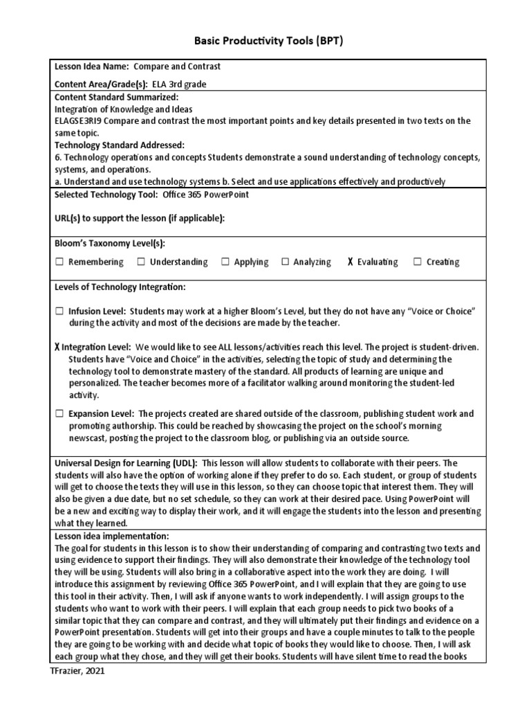 Basic Productivity Tools Lesson Plan | PDF | Pedagogy | Teaching