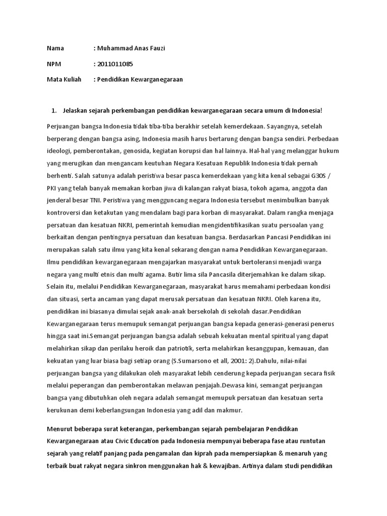 Muhammad Anas Fauzi - Pendidikan Kewarganegaraan | PDF