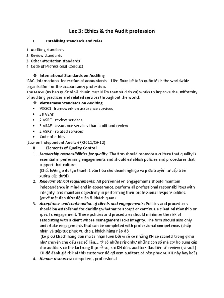 Lec 3 Ethics And The Audit Profession Pdf Financial Audit Accounting