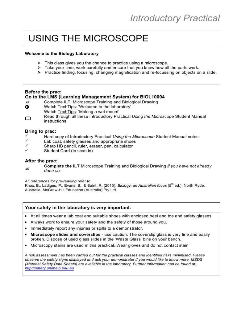 Microscope Use and Safety Guide | PDF | Microscopy | Equipment