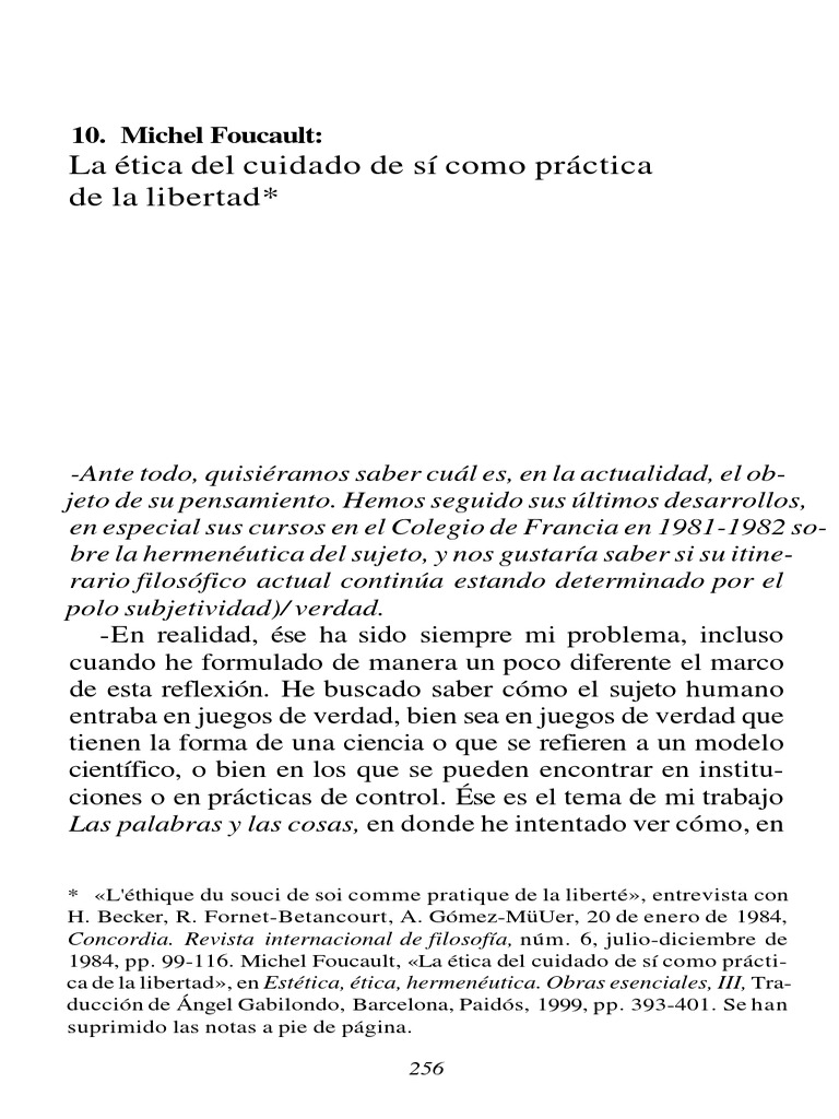 La Ética Del Cuidado de Sí Como Práctica de La Libertad. 5 | PDF ...