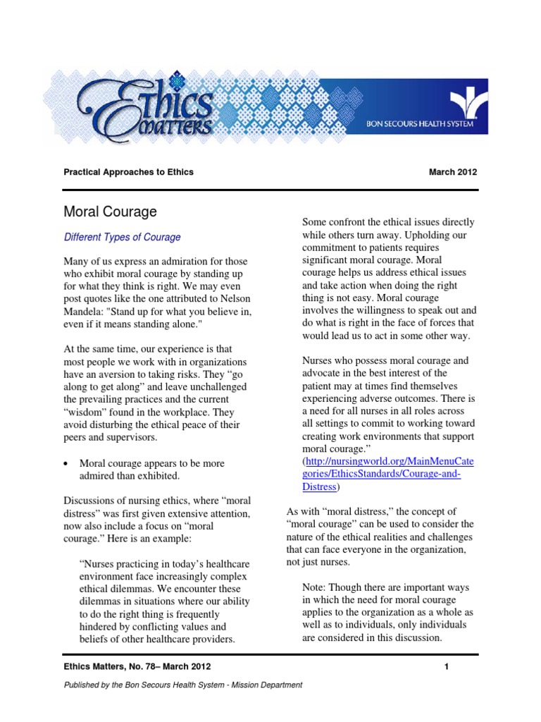Moral Courage in Healthcare Organizations: Speaking Out About ...