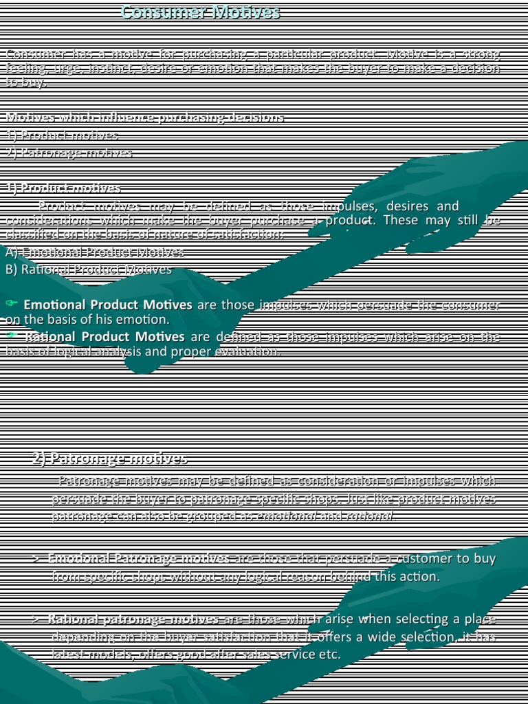 Motives Which Influence Purchasing Decisions | PDF | Consumer Behaviour ...