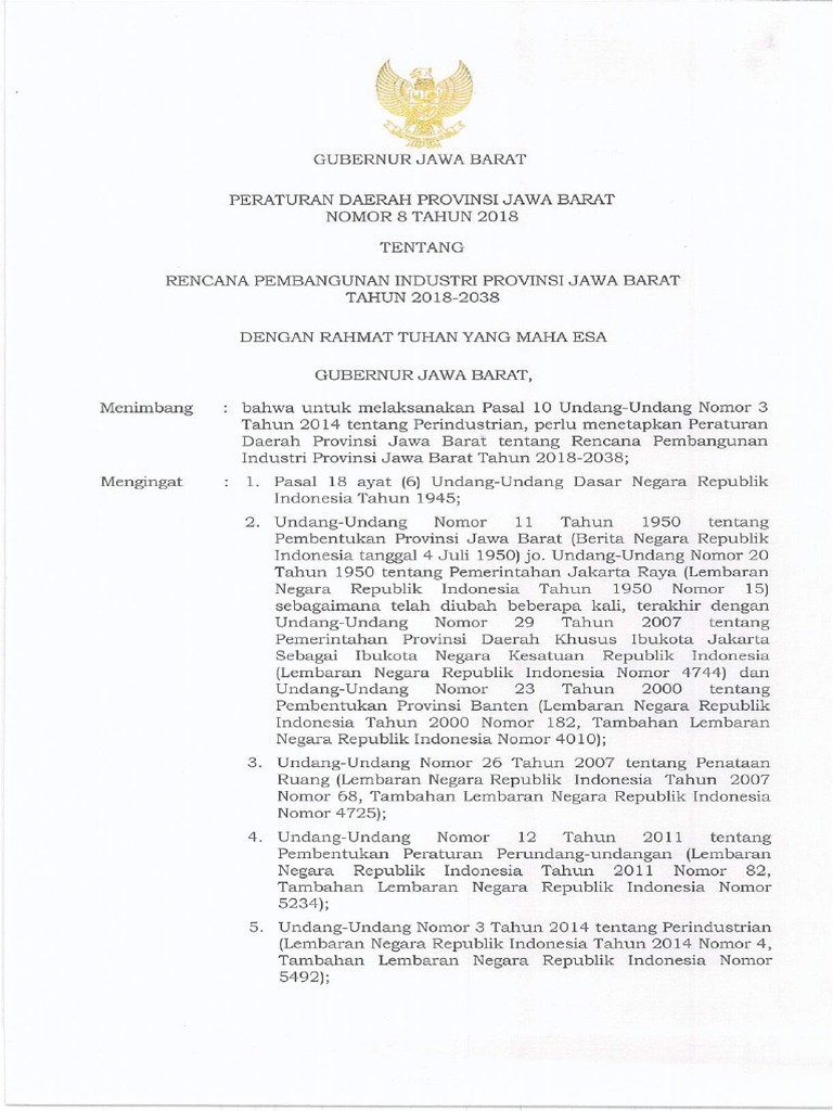 PERDA RPIP JAWA BARAT TAHUN 2018-2038 FIX-dikompresi | PDF