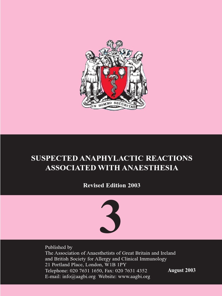 Suspected Anaphylactic Reactions Associated With Anaesthesia | PDF ...