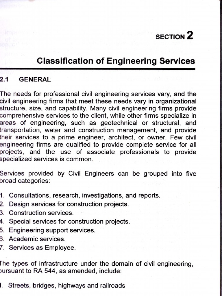 Classification and Scope of Civil Engineering Services | PDF | Engineer ...