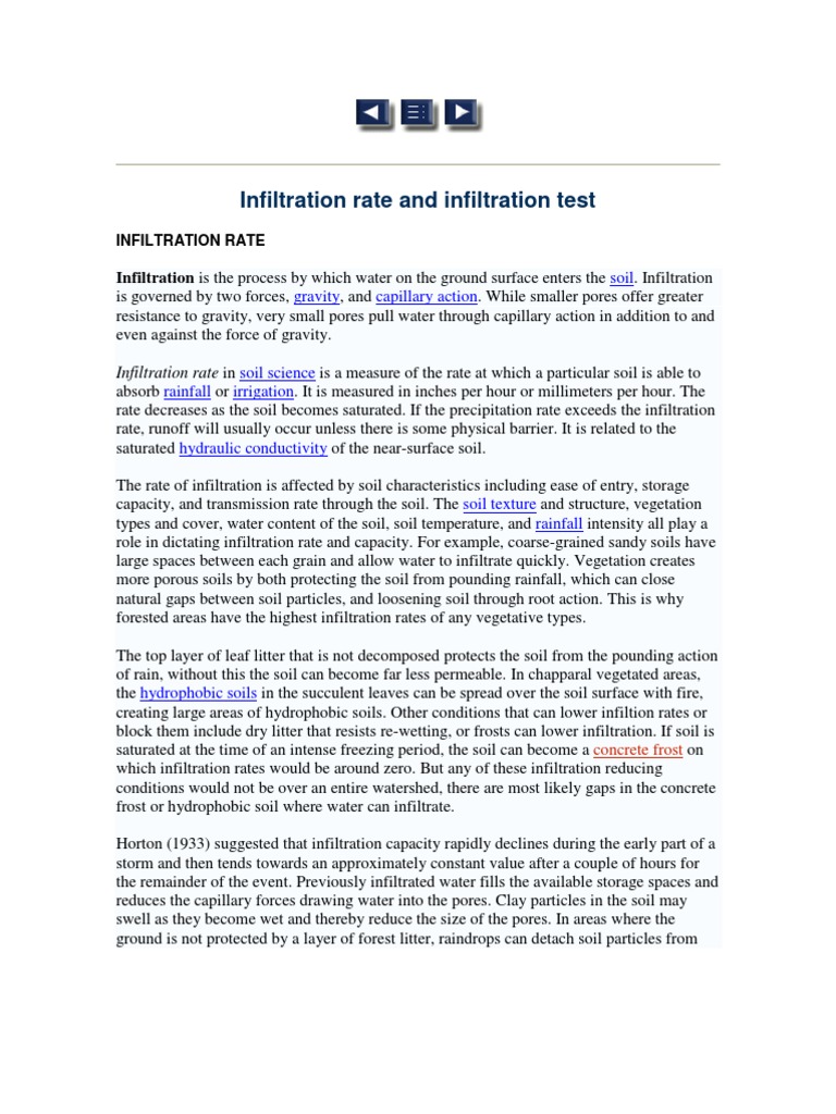Infiltration Rate and Infiltration Test | PDF | Soil | Applied And ...