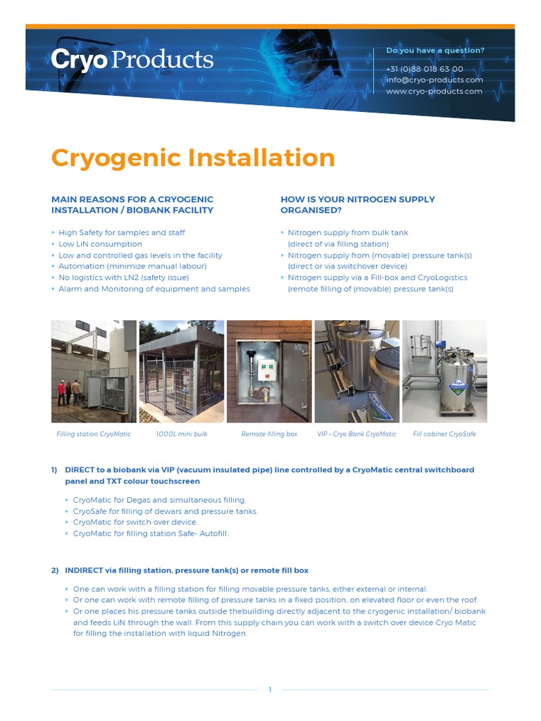 CryoProducts Cryogenic Installation | PDF | Cryogenics | Equipment