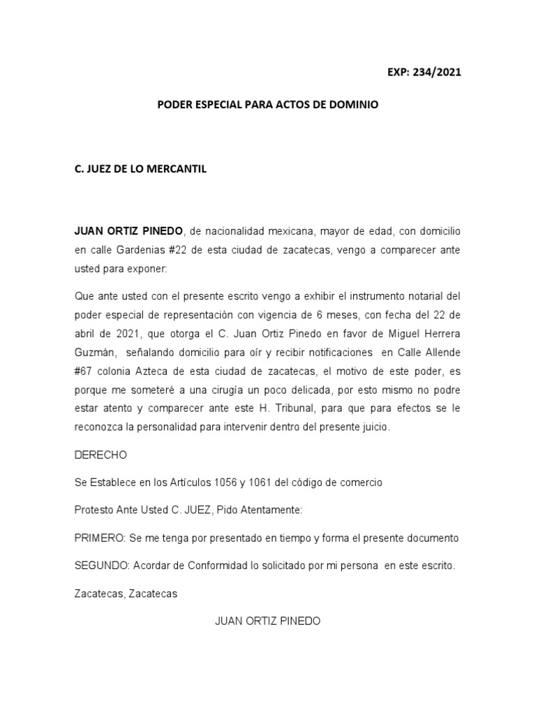 Escrito para Otorgar Un Poder | PDF | Derecho